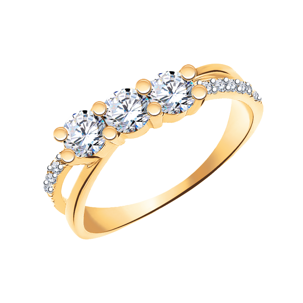 Кольцо, золото, 585 проба, фианит