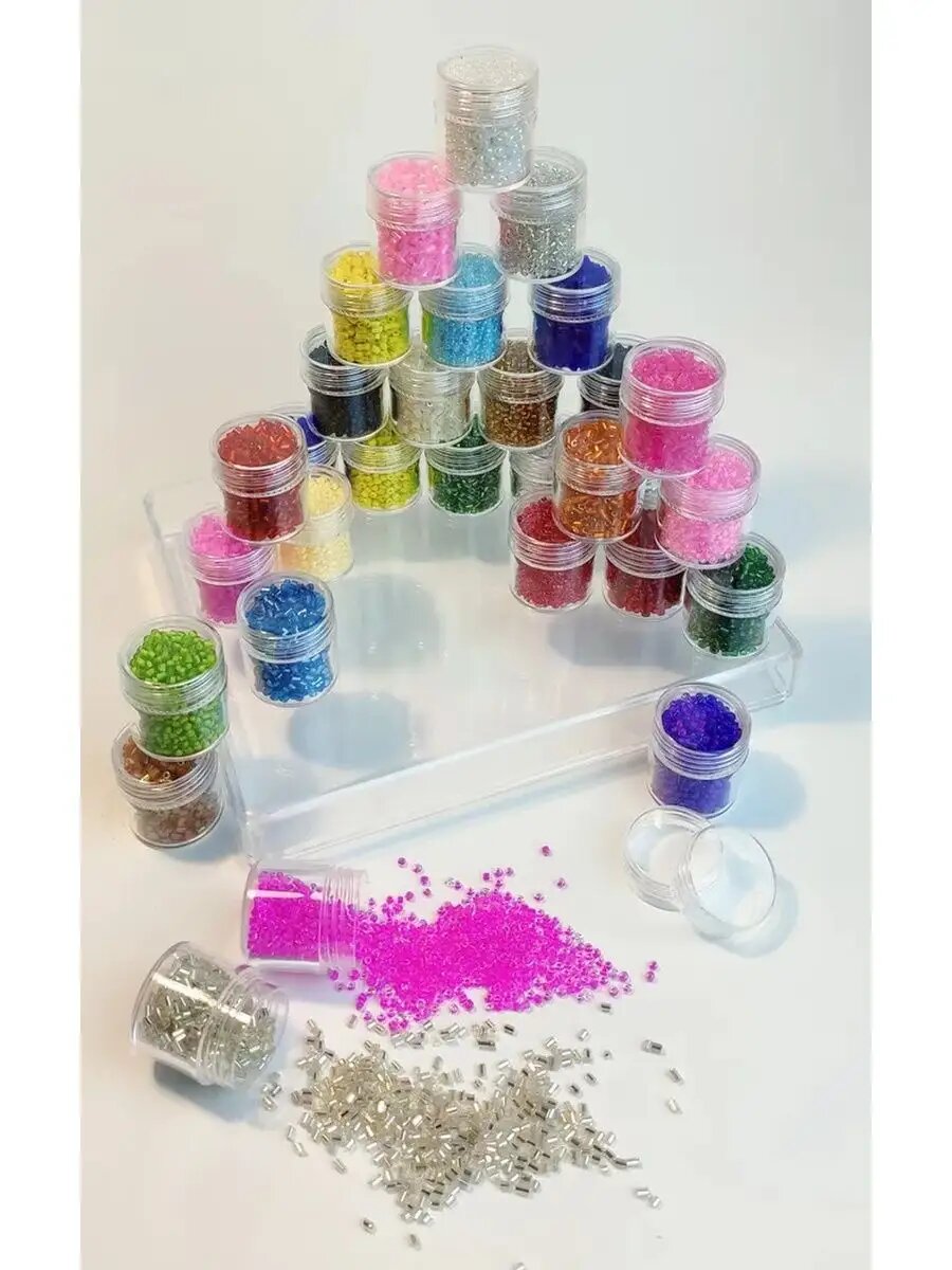 Расфасованный бисер в баночках