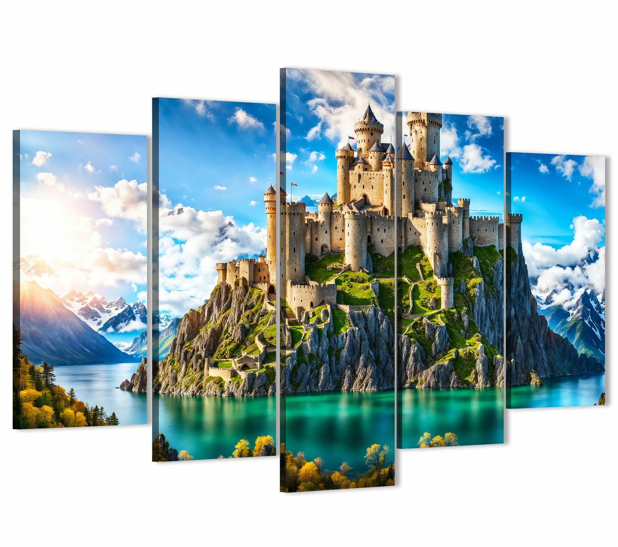 Картина модульная на стену ДоброДаров "Средневековый замок" 140х80 см MD0485