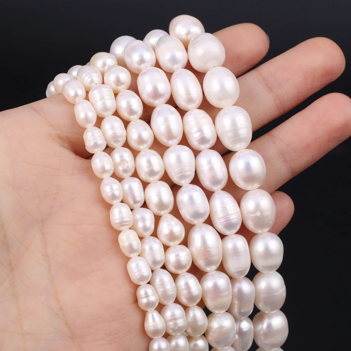 Пресноводные жемчужные бусины геометрической формы 7-8mm, Rice-AA