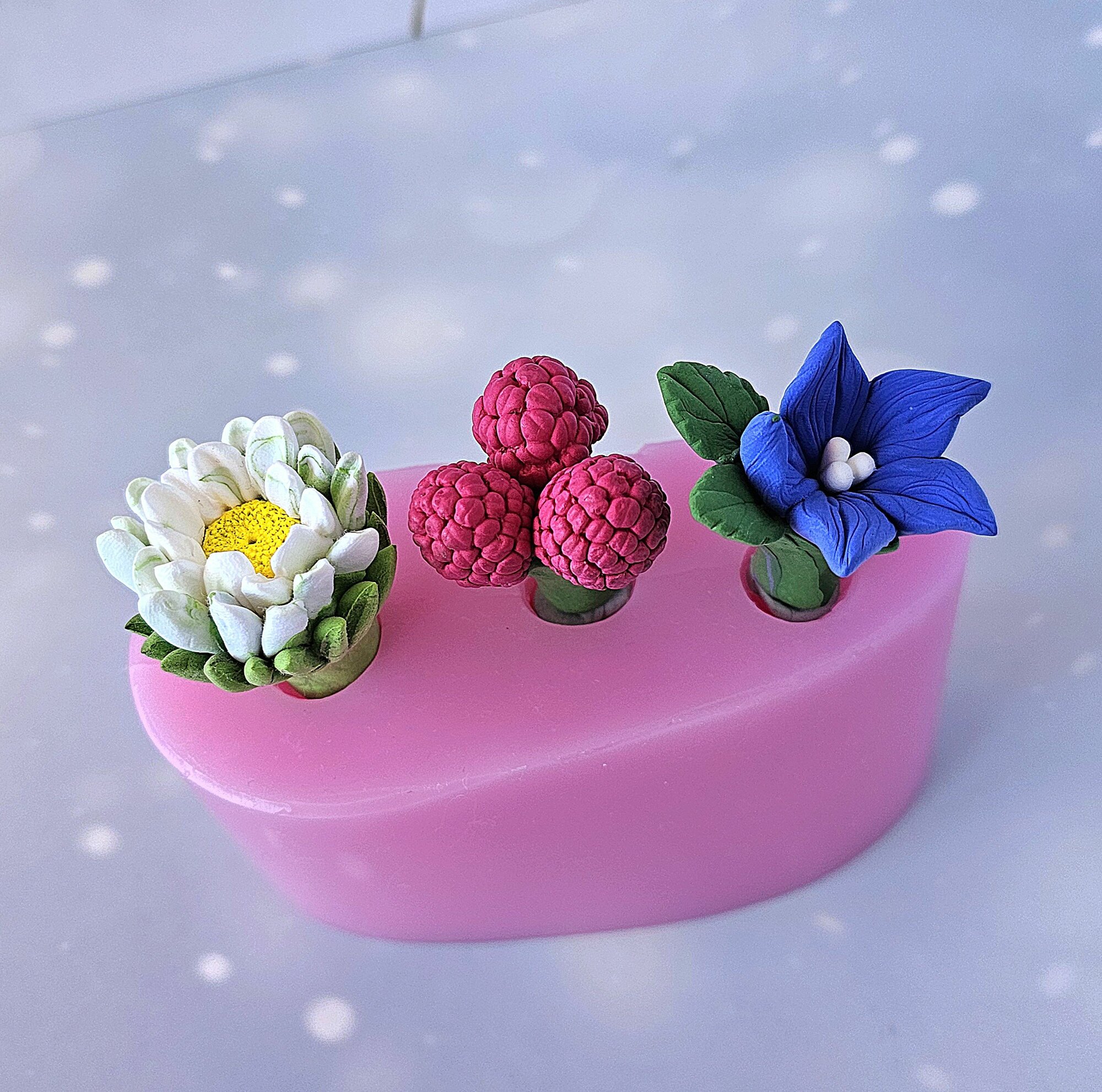 Силиконовый молд - "Сладкая клумба-Ассорти" - набор на форме 3 шт. для шоколада, мастики, мыла, смолы.