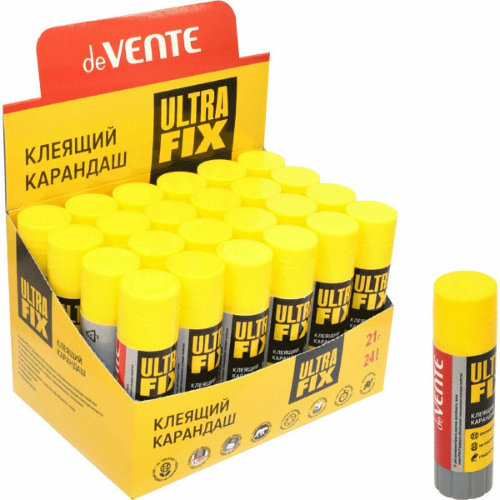 Клей карандаш deVENTE. Ultra Fix" 15 гр. PVA-P основа. Комплект из 24 штук