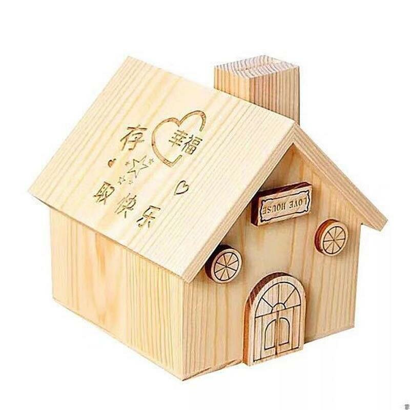 Большая деревянная копилка для дома, копилка для денег – копилка ручной работы в виде скворечника, подарок на праздники, 22 x 21 x 21 см