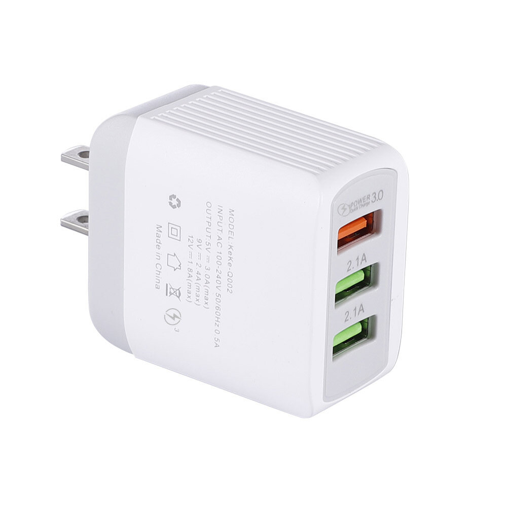 Зарядное устройство HCJTWIN QC3.0, с 3 USB-портами, выходная мощность 15Вт, белый