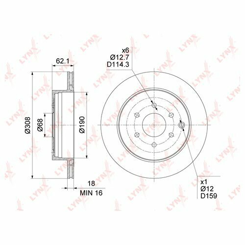 Тормозной диск задний Lynx BN1813 для Nissan Pathfinder III