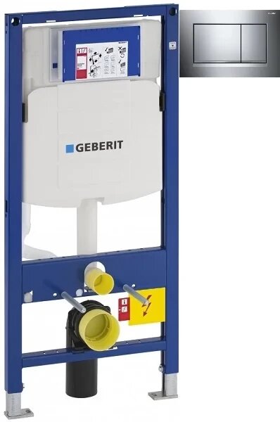 Инсталляция для унитаза Geberit Duofix Sigma 30 111.300.00.5 + 111.815.00.1 + 115.883. KH.1 с кнопкой смыва, хром/матовый хром/хром