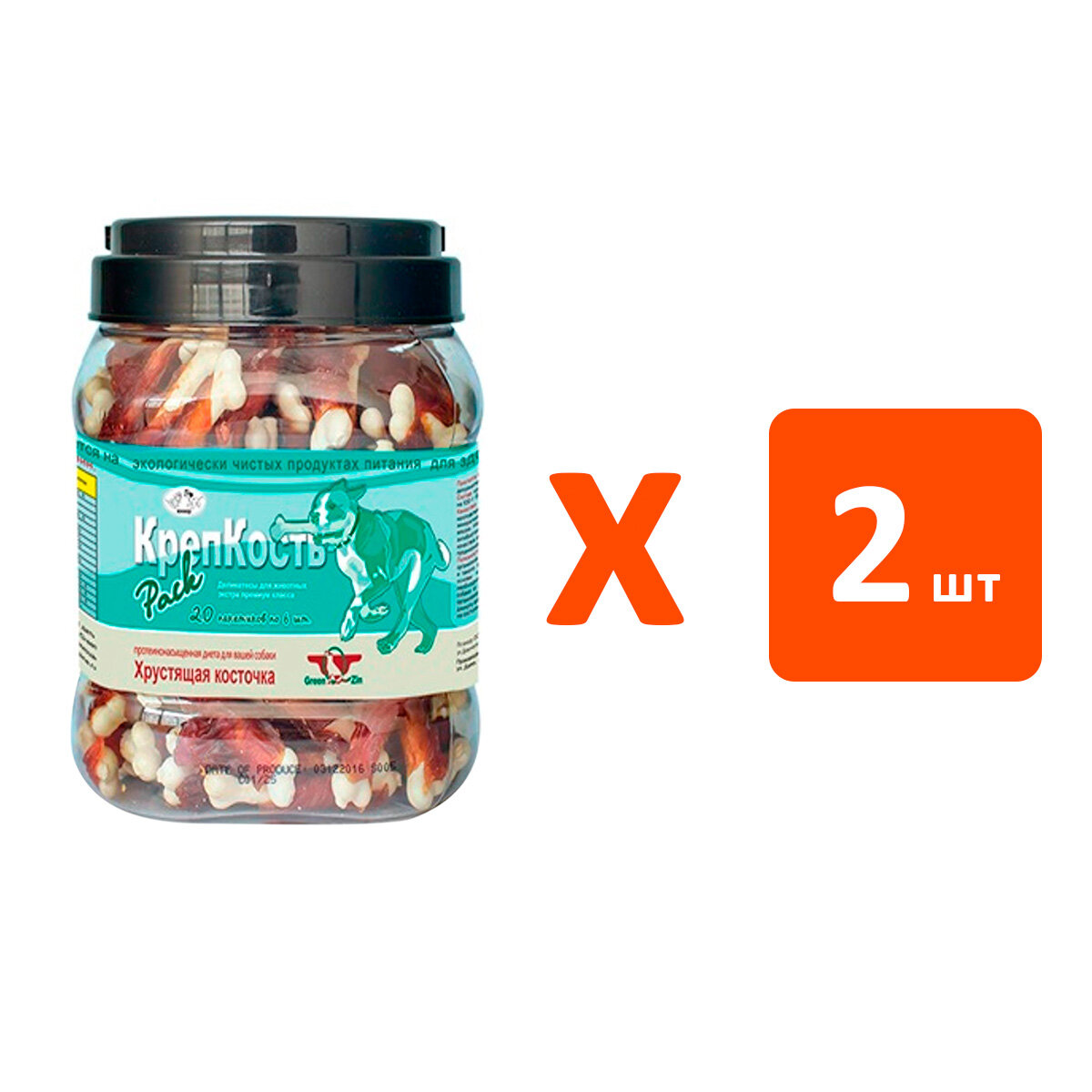 Лакомство Green Qzin КрепКость для собак всех пород хрустящие косточки 750 гр (1 шт х 2)