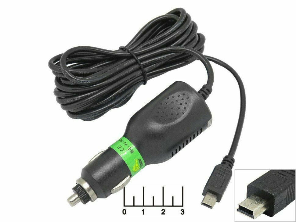Автомобильное зарядное устройство mini USB 5V 2A 3м