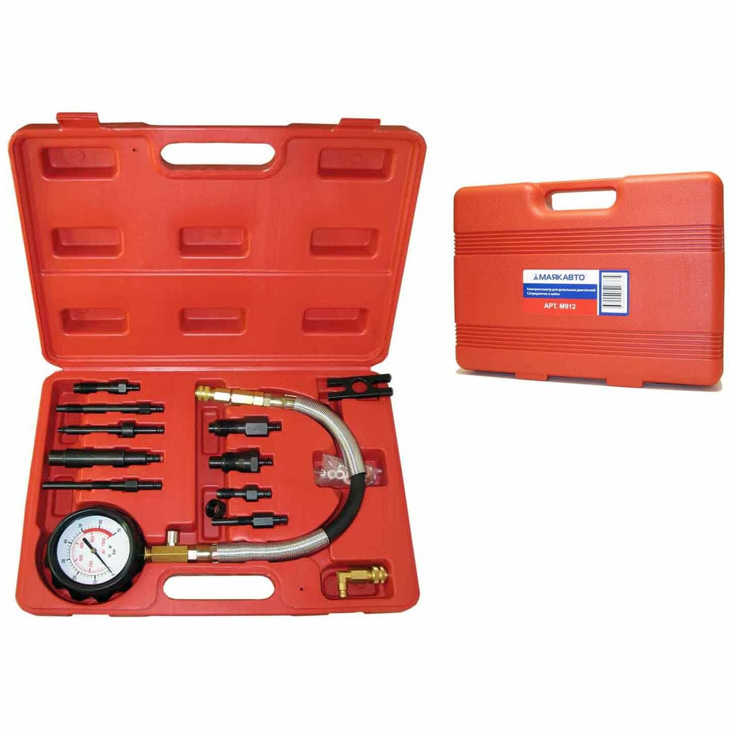 Компрессометр для дизельных двигателей,12пр, в кейсе маякавто
