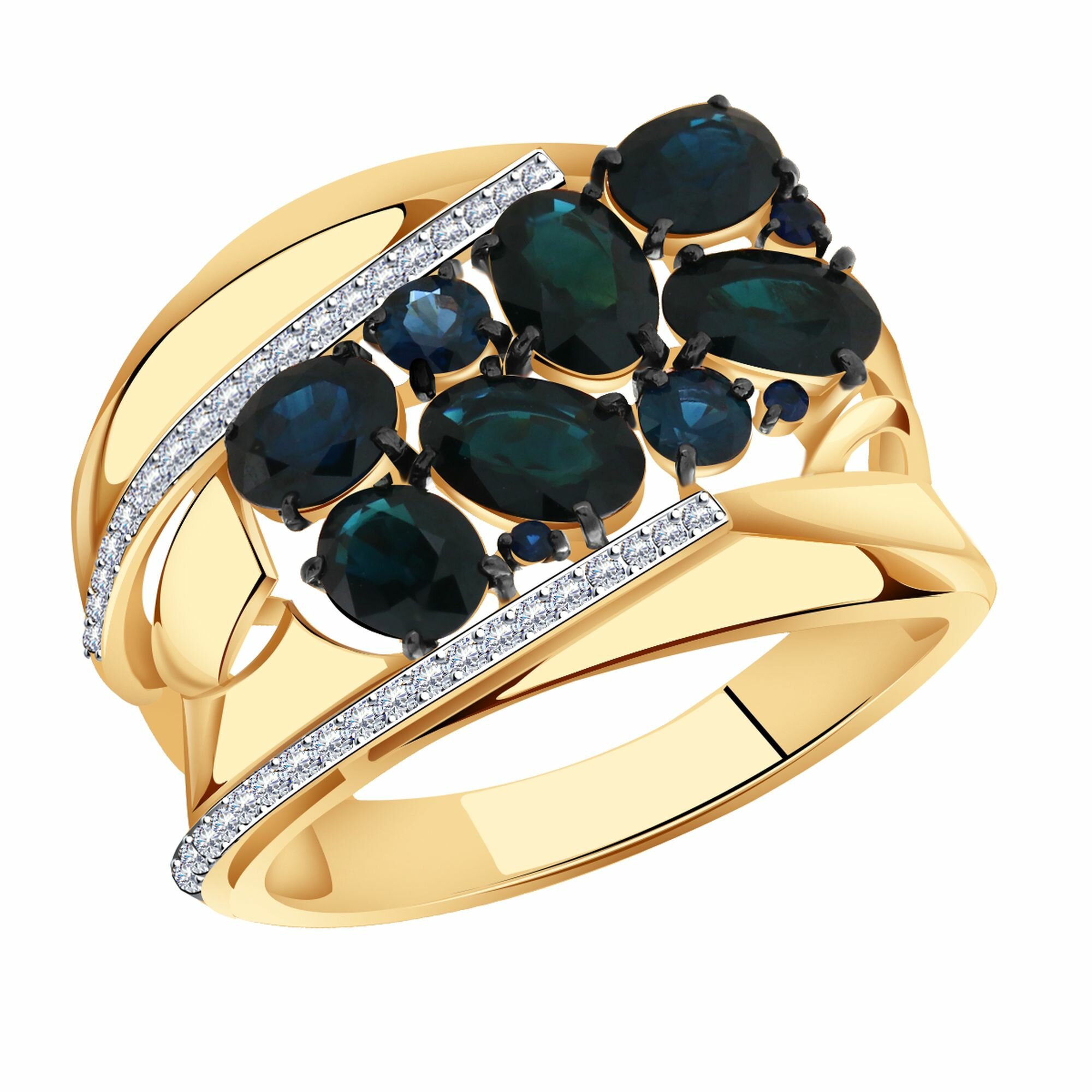 Кольцо, красное золото, 585 проба, сапфир