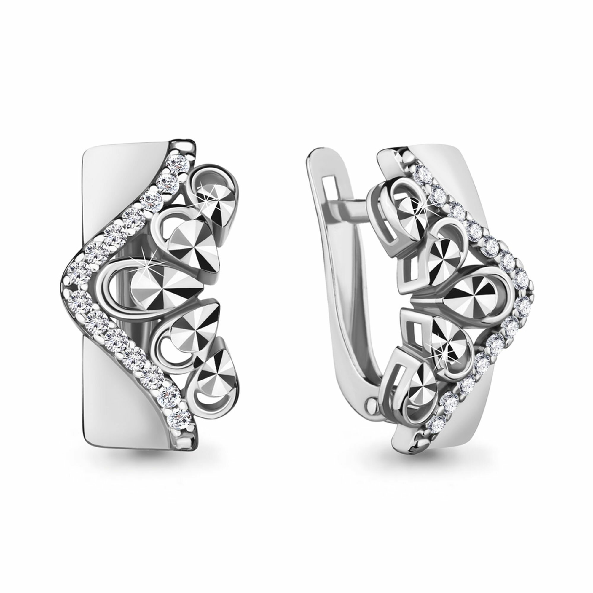 Серьги, серебро, 925 проба, родирование, фианит