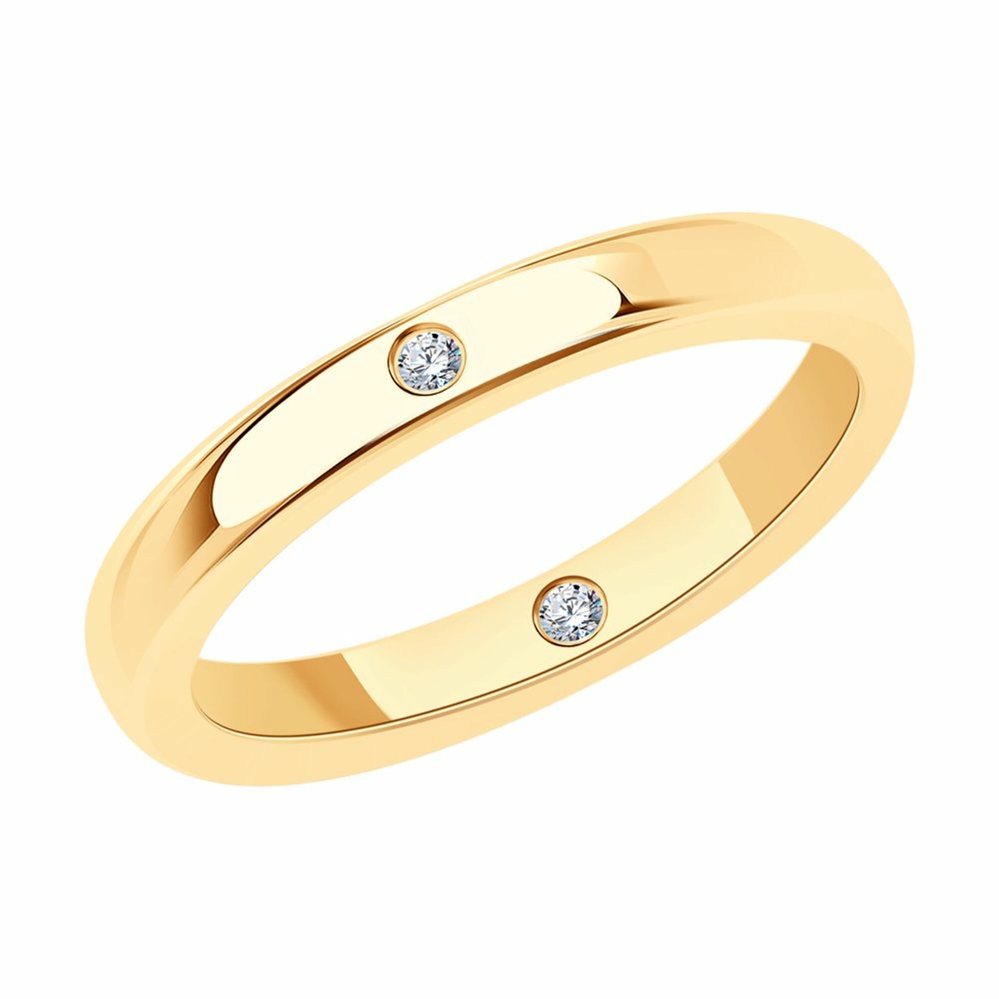 Кольцо, серебро, 925 проба, золочение, фианит