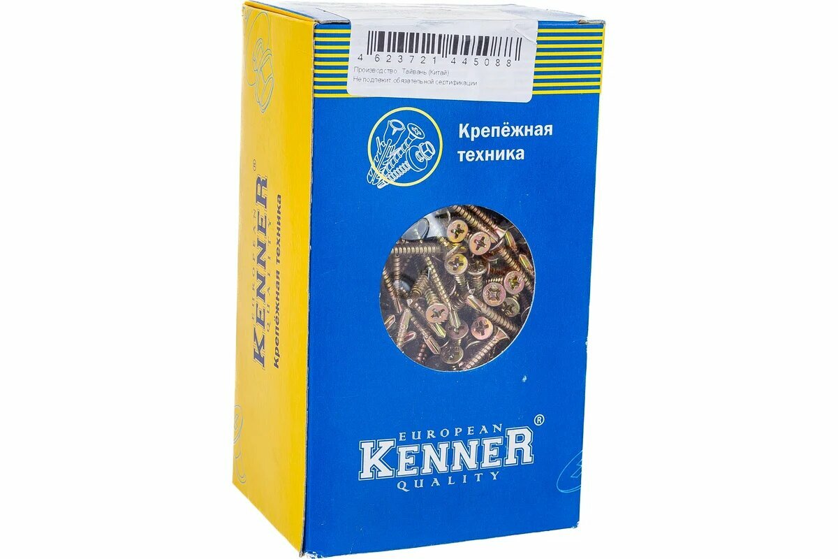 Kenner Саморез оконный со сверлом, Жёлтый цинк, под автомат 3,9х35 Kn Средняя фасовка (500шт) сжс3935ф