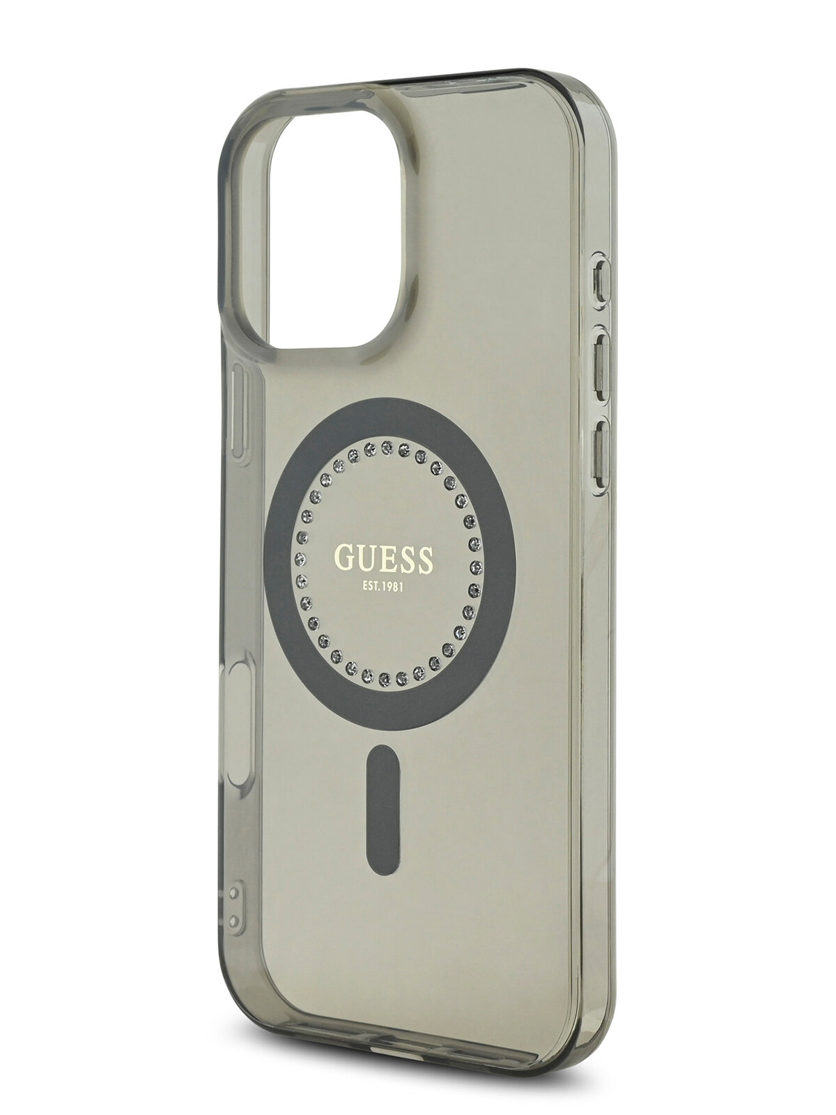 Guess для iPhone 16 Pro Max чехол PC/TPU Diamond Rhinestone Circle Hard Black (MagSafe)