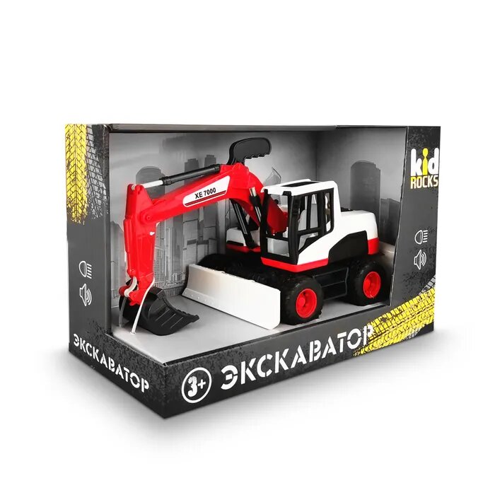 Инерционная модель экскаватора Kid Rocks AB-2126, звуковые и световые эффекты, пластик