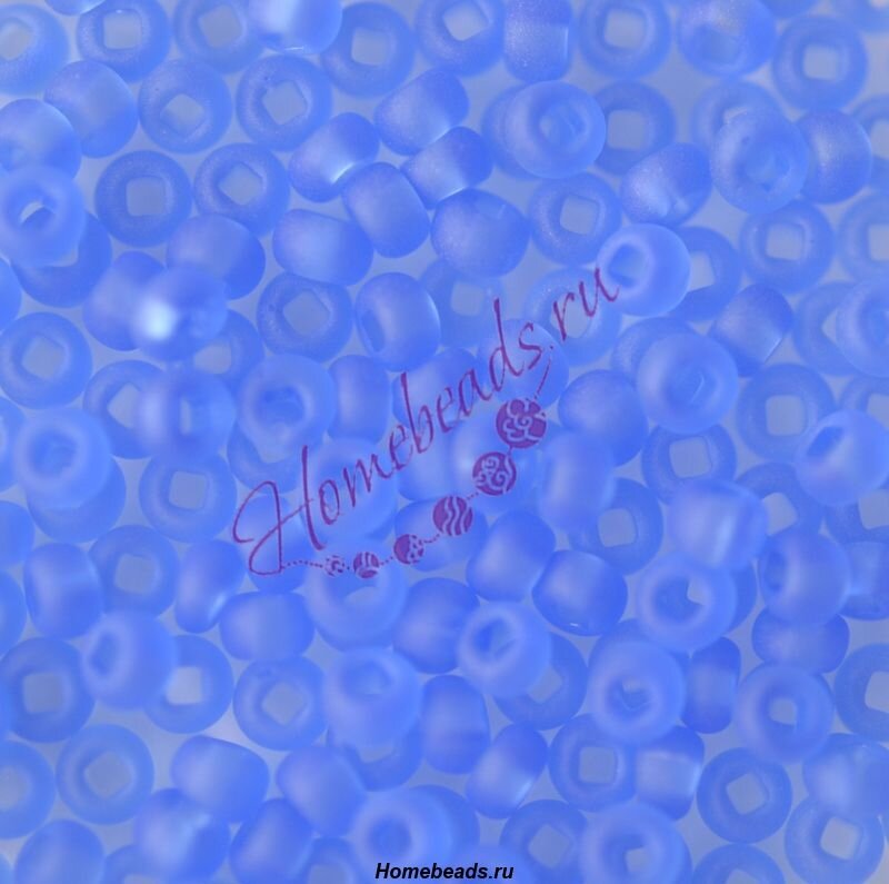 Бисер Чехия Preciosa, 30030м, стекло, прозрачный матовый, 10/0, круглое отверстие, 50 г, светло-синий
