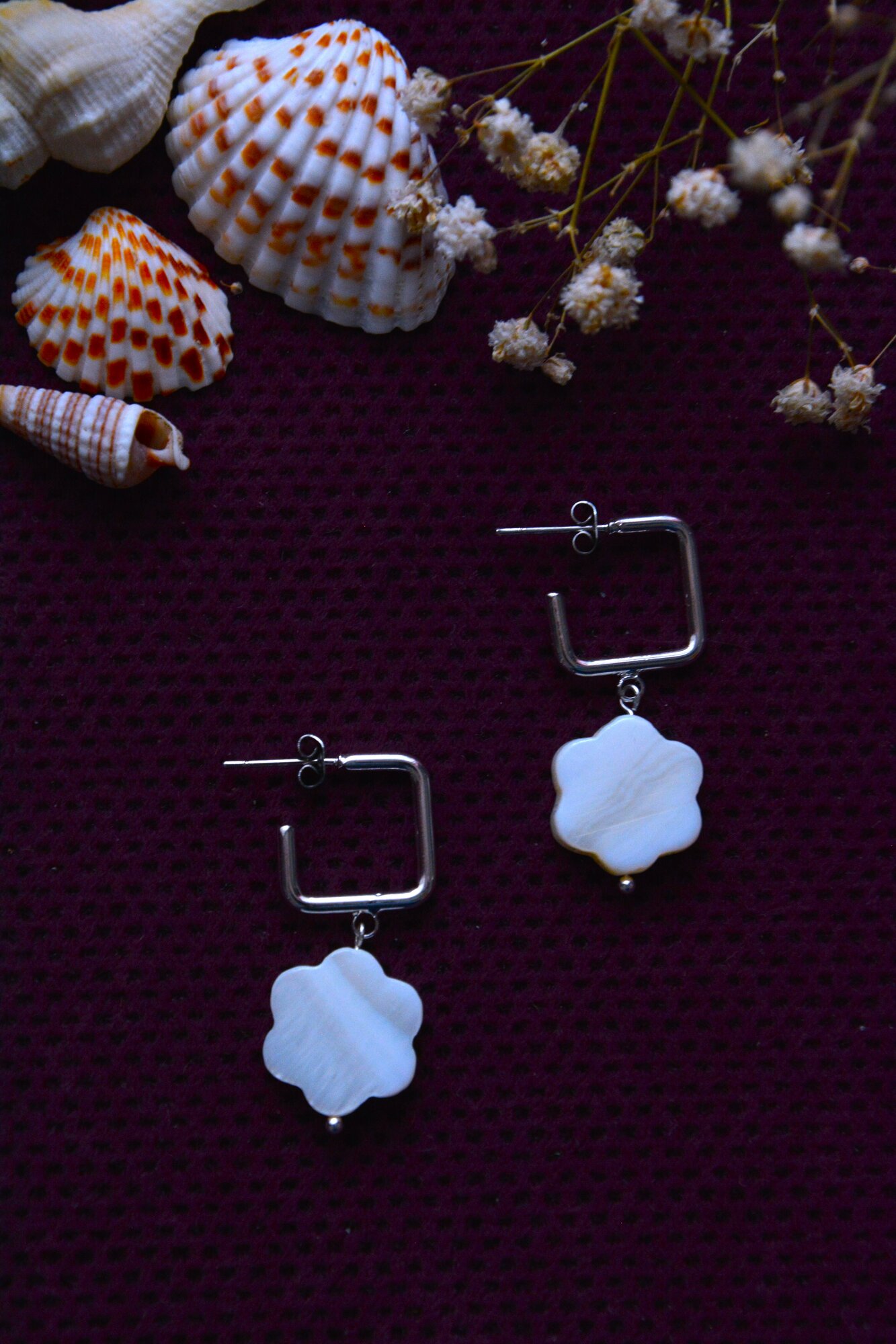 Серьги с подвесками, перламутр