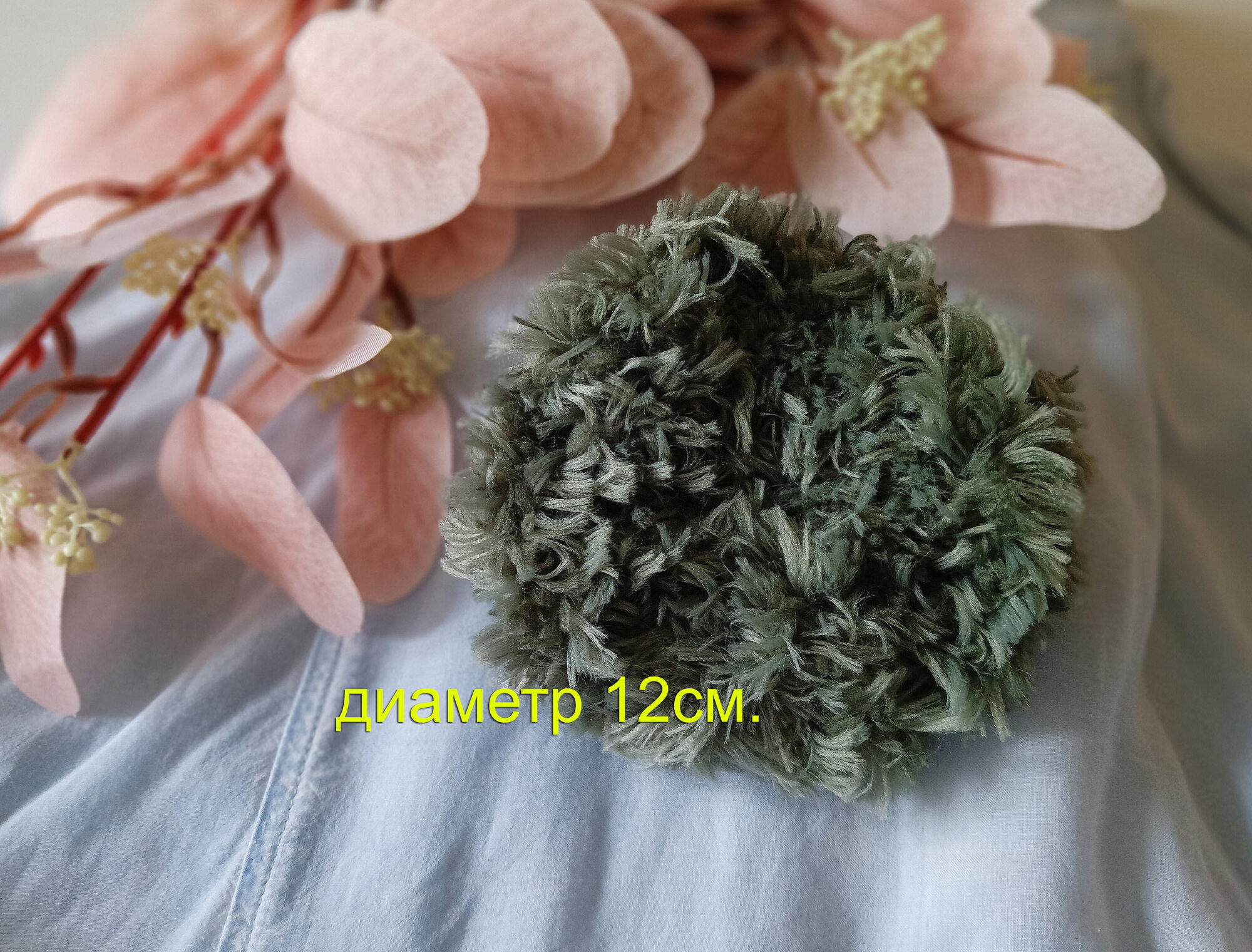 Резинка для волос "Изумрудные перья", женская, ручная работа, длина 14см, 1шт