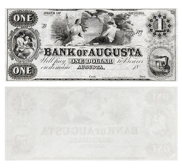 1 доллар 1850-60 США, Джорджия, Bank of Augusta, сувенирная копия, банкноты и купюры редкие коллекционные