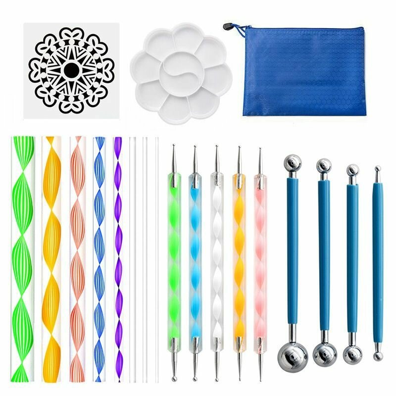 20 шт. Инструменты для раскрашивания Мандалы для раскрашивания камней Набор трафаретов для мандалы