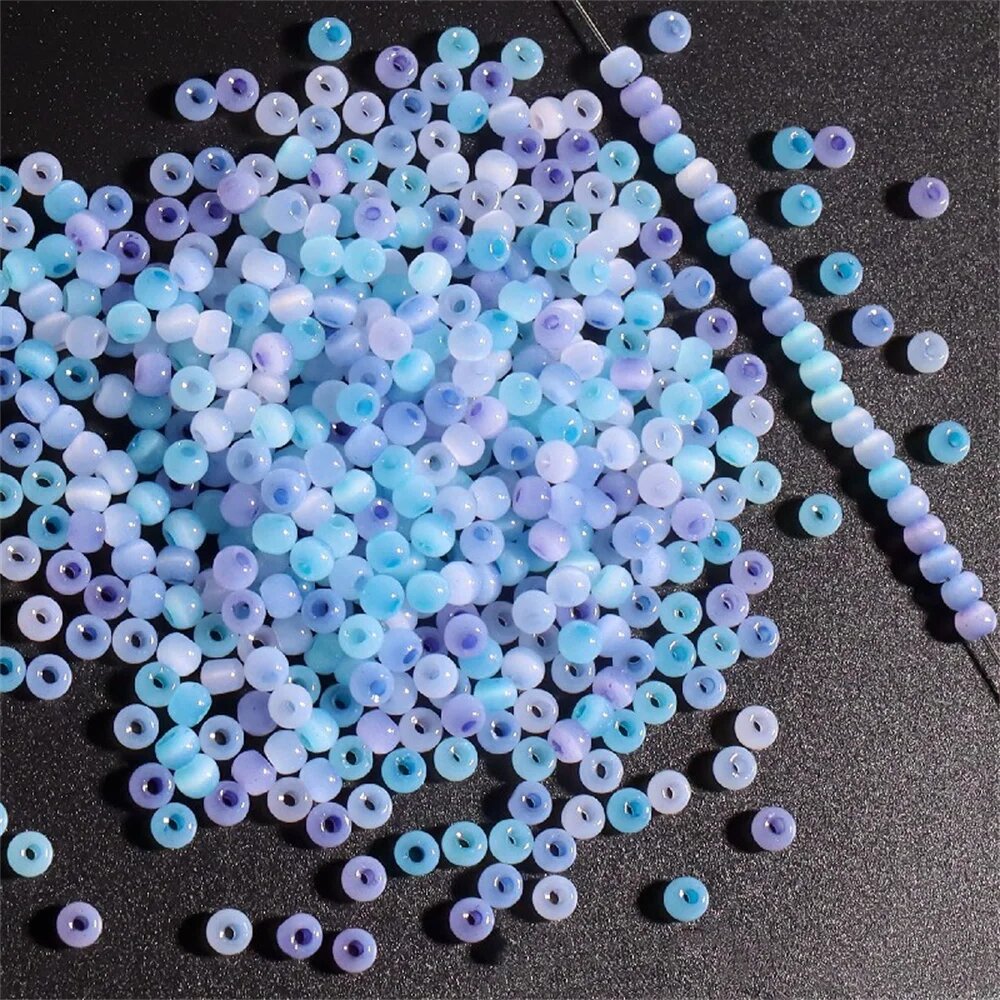 Бусины стеклянные "кошачий глаз" 4 мм, Mixed Blue6
