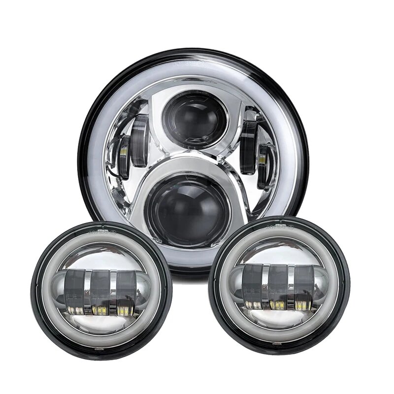 7-дюймовый светодиодный проектор для мотоциклетных фар + 4,5-дюймовые светодиодные противотуманные фары для Yamaha V-Star XVS 650 950 1100 1300 для Electra Glide Set J