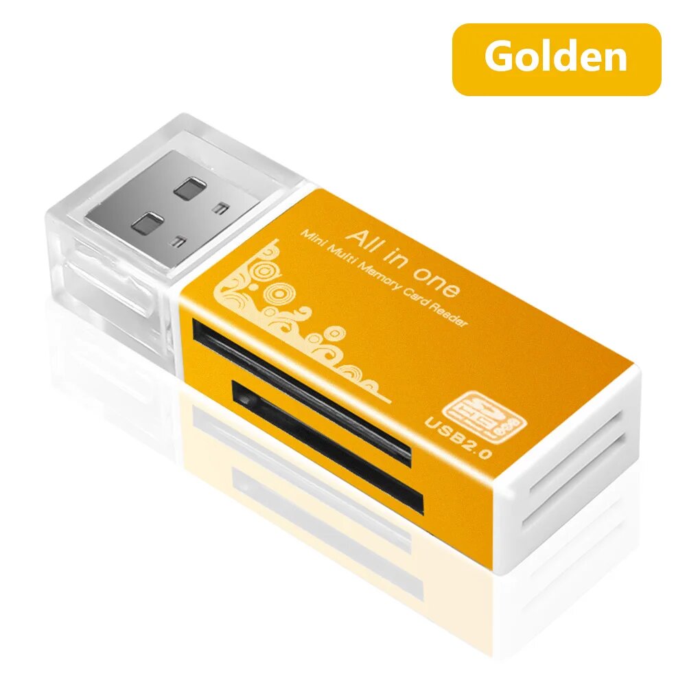 Кардридер USB 2.0 All in one, золотой