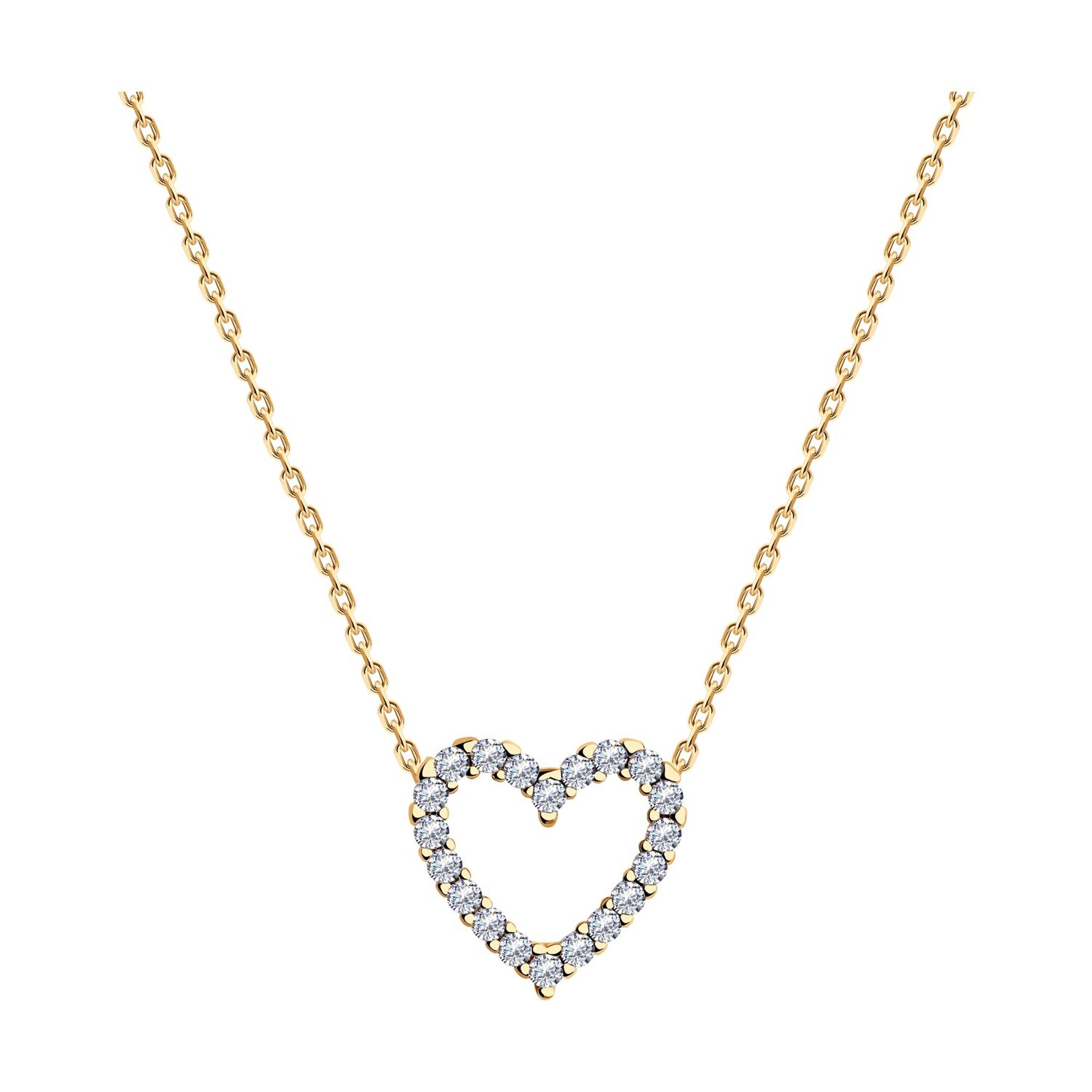 Колье, серебро, 925 проба, золочение, фианит