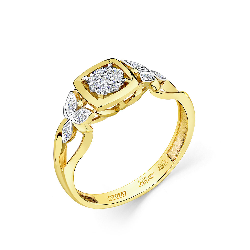 Кольцо, желтое золото, 585 проба, бриллиант