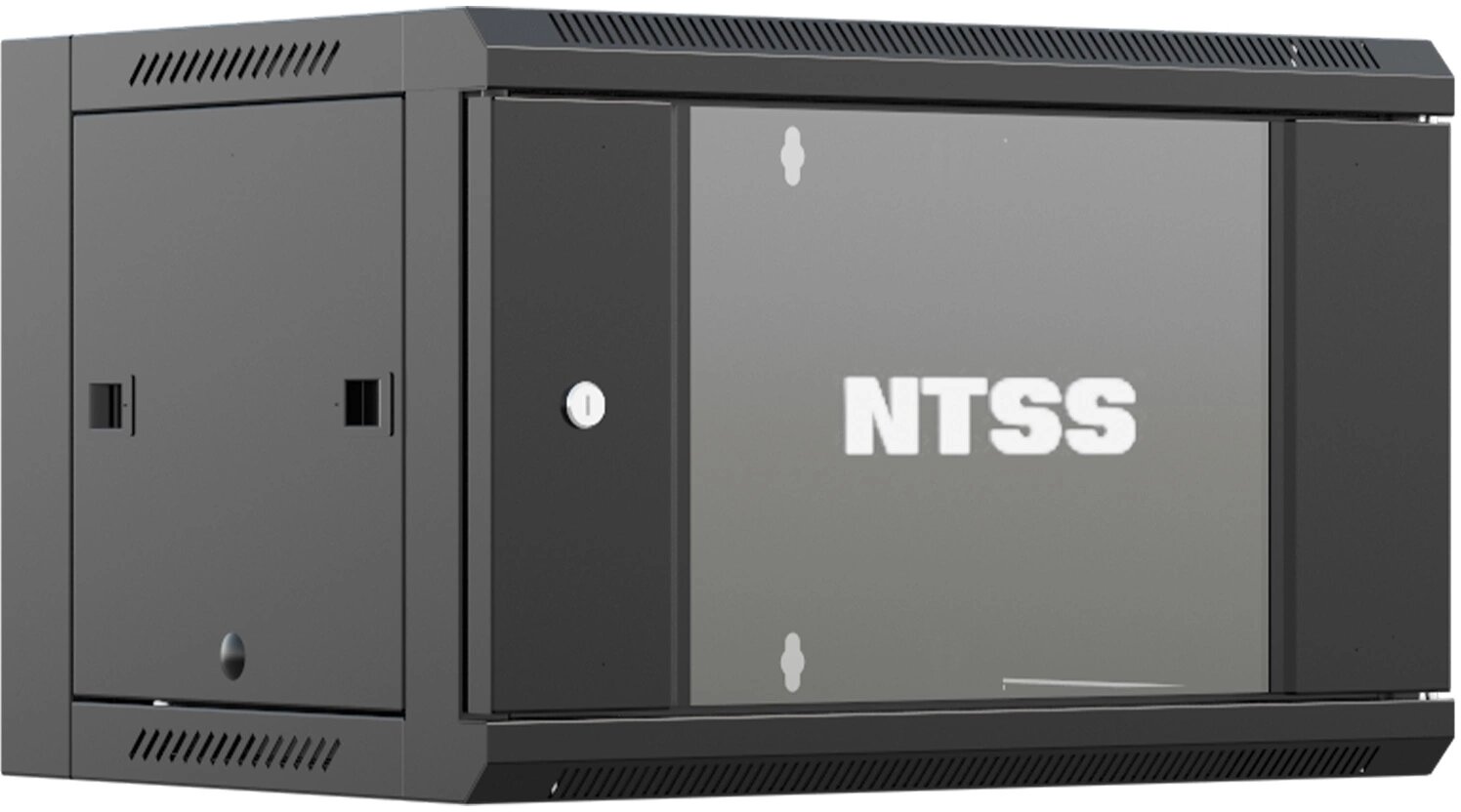 Шкаф коммутационный NTSS (NTSS-W6U6060GS-BL) настенный 6U 570x600мм пер. дв. стекл 60кг черный 500мм 1