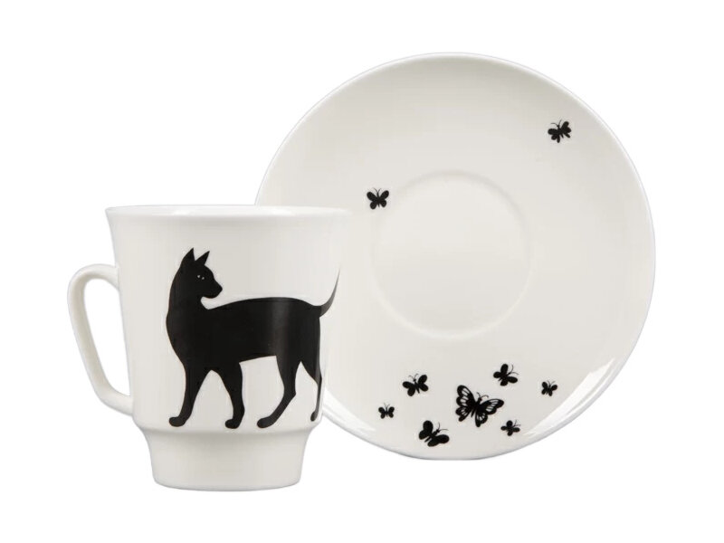 Чашка с блюдцем ИФЗ Майская, Мотыльки, 165мл, костяной фарфор 81.30661.00.1