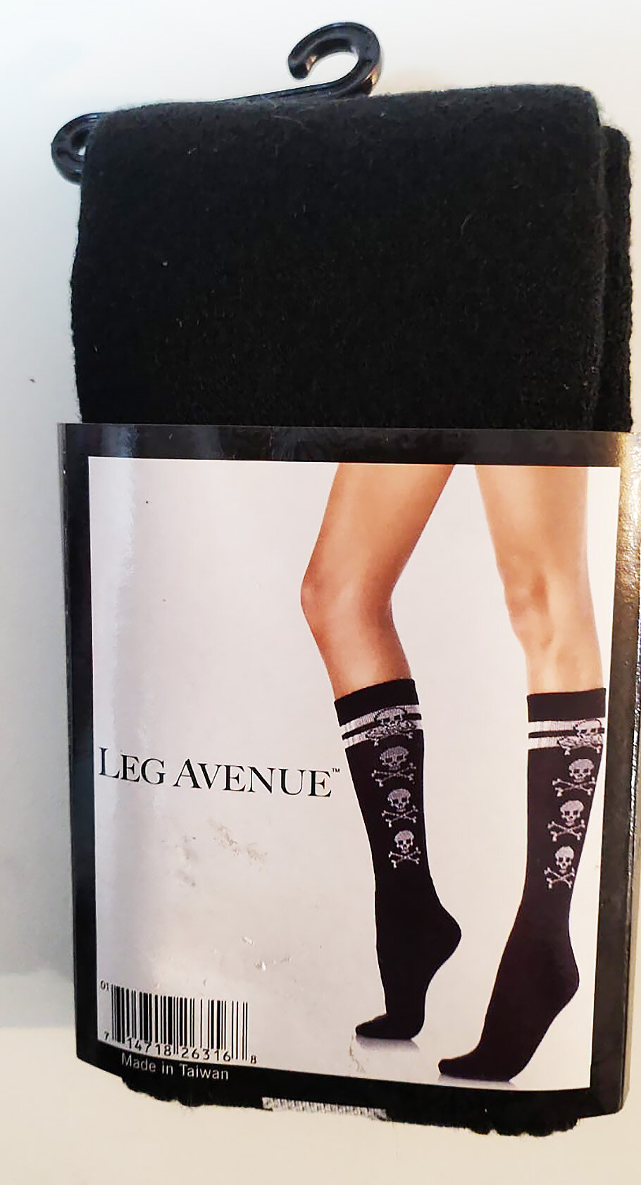 Плотные тканые гольфы Leg Avenue с изображением черепа в акриловую полоску, OS