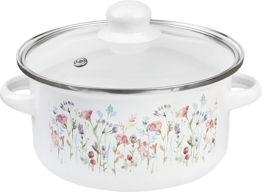 Кастрюля HOMECLUB Enamel, деколь, в ассортименте, 1.9л
