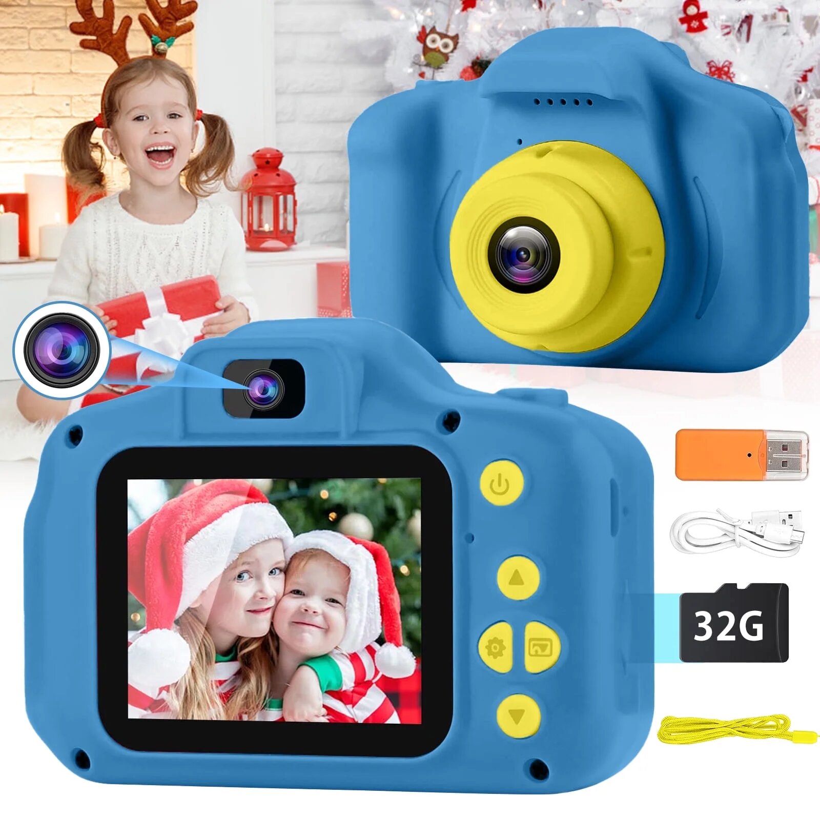 Детская камера, селфи-камера для мальчиков и девочек, рождественский подарок на день рождения для детей от 3 до 10 лет,