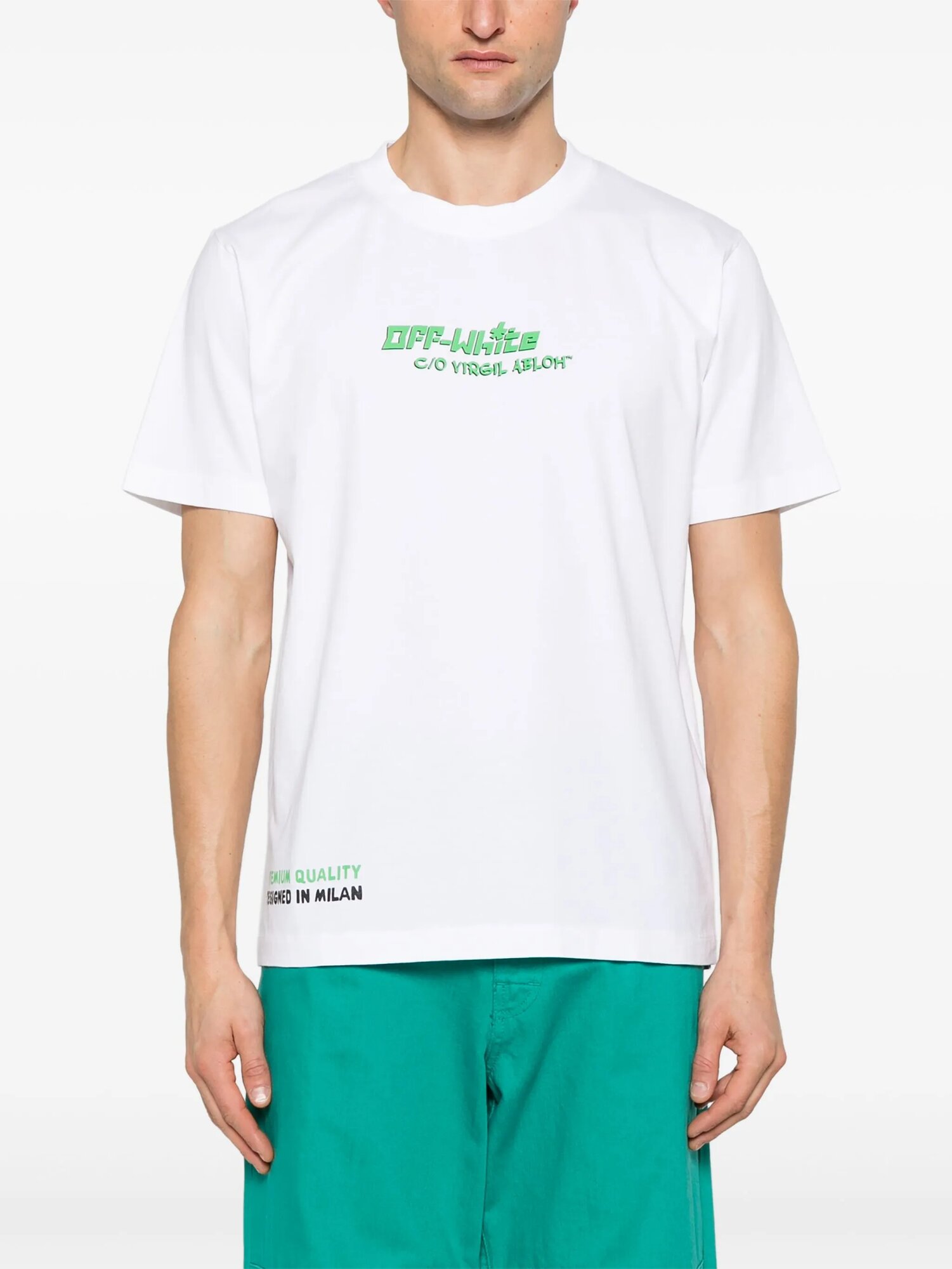 Футболка Off-White Barber 1, размер 46, бежевый/белый — фото 1