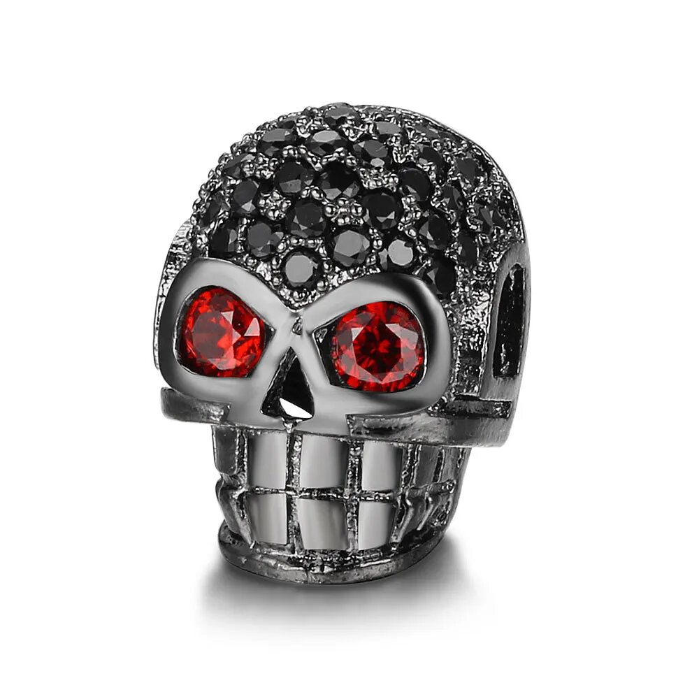 Космические бусины с черепом из латуни Black Black CZ