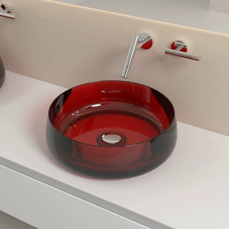 Накладная красная раковина для ванной Только раковина, Полэфирная смола