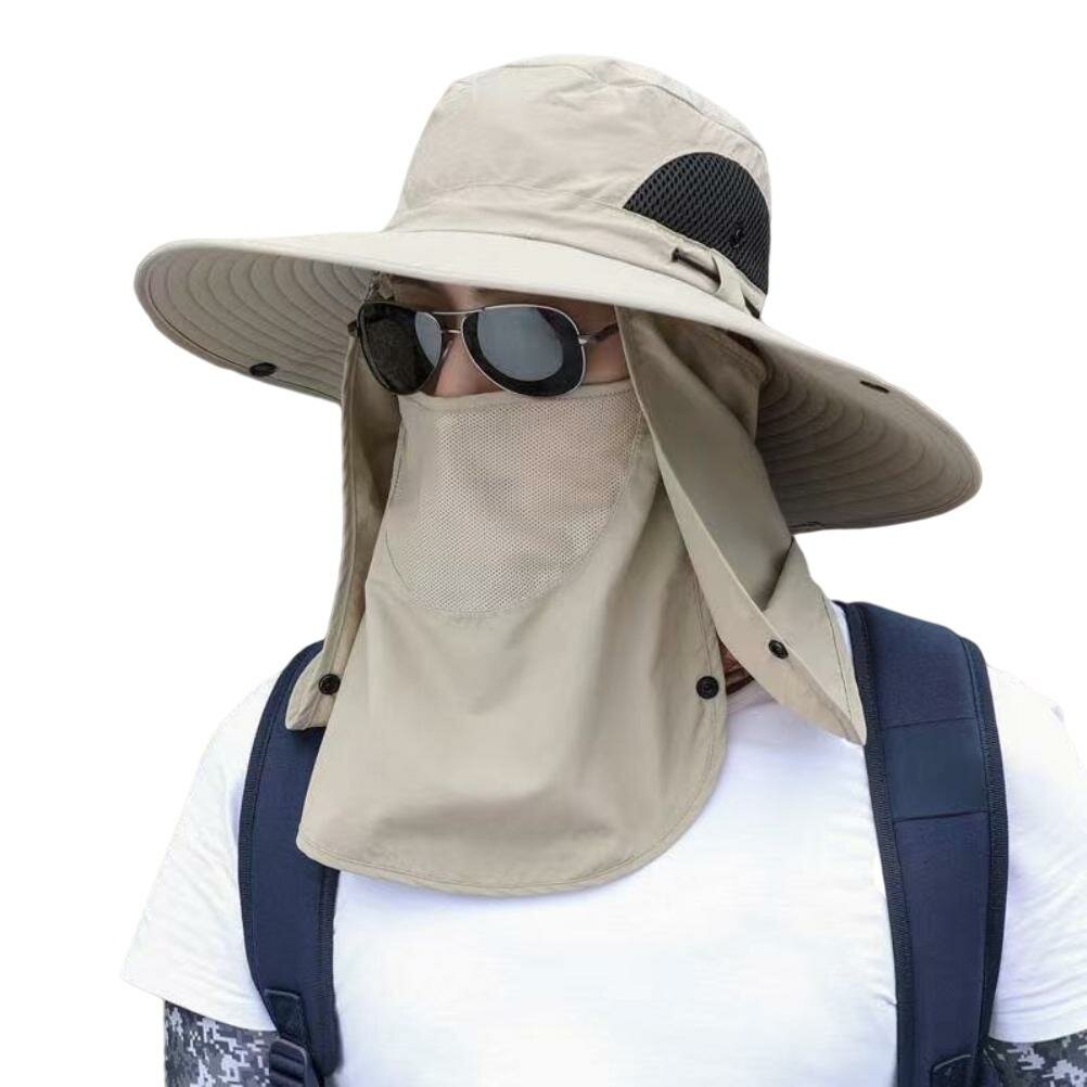 Уличная Солнцезащитная Шляпа с Клапаном для Лица И Шеи С Защитой От Ультрафиолета, Дышащая Широкополая Панама для Мужчин И Женщин, Летняя Рыбалка, Пеший Туризм