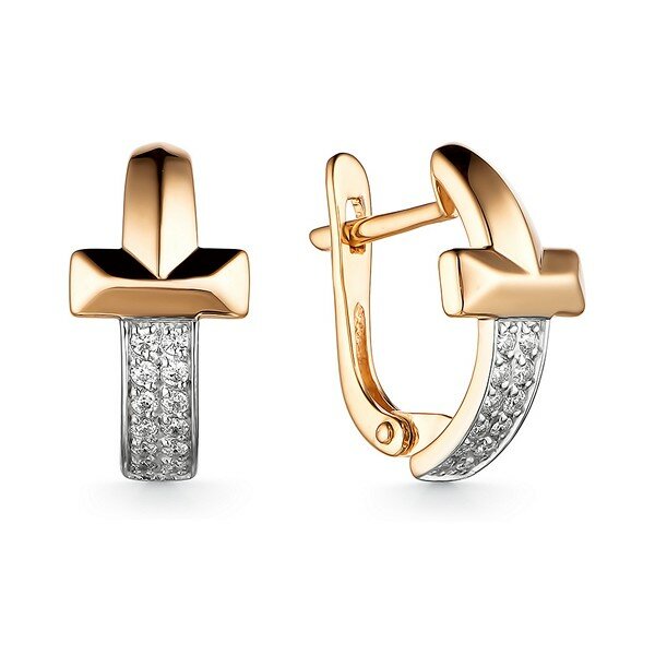 Серьги, красное золото, 585 проба, фианит