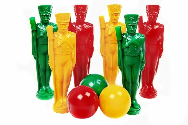 Кегли Строим вместе "Стратегия", 6 солдат, 3 шара, в сетке, 40х30х10 см