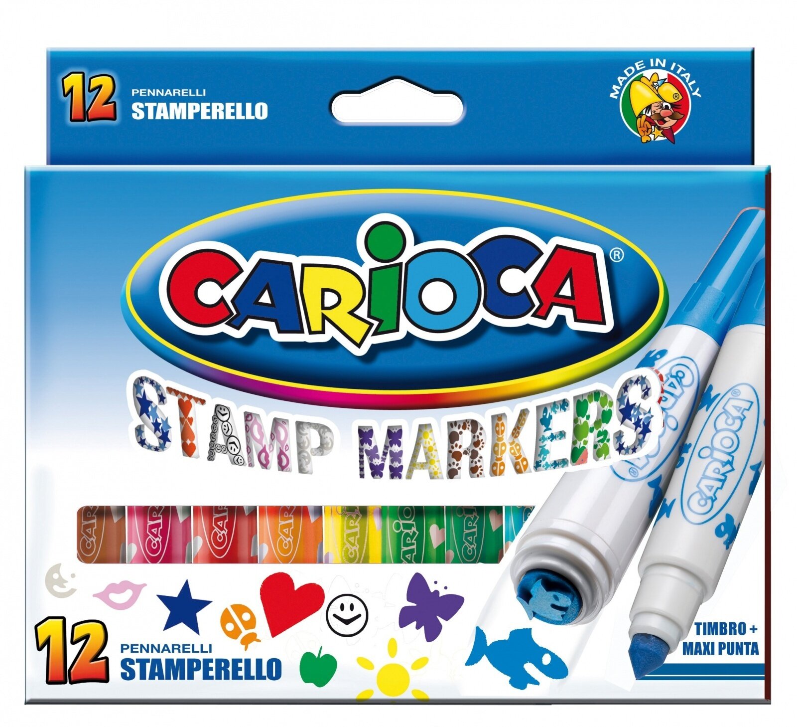 Фломастеры Carioca 12 цветов, co штампами