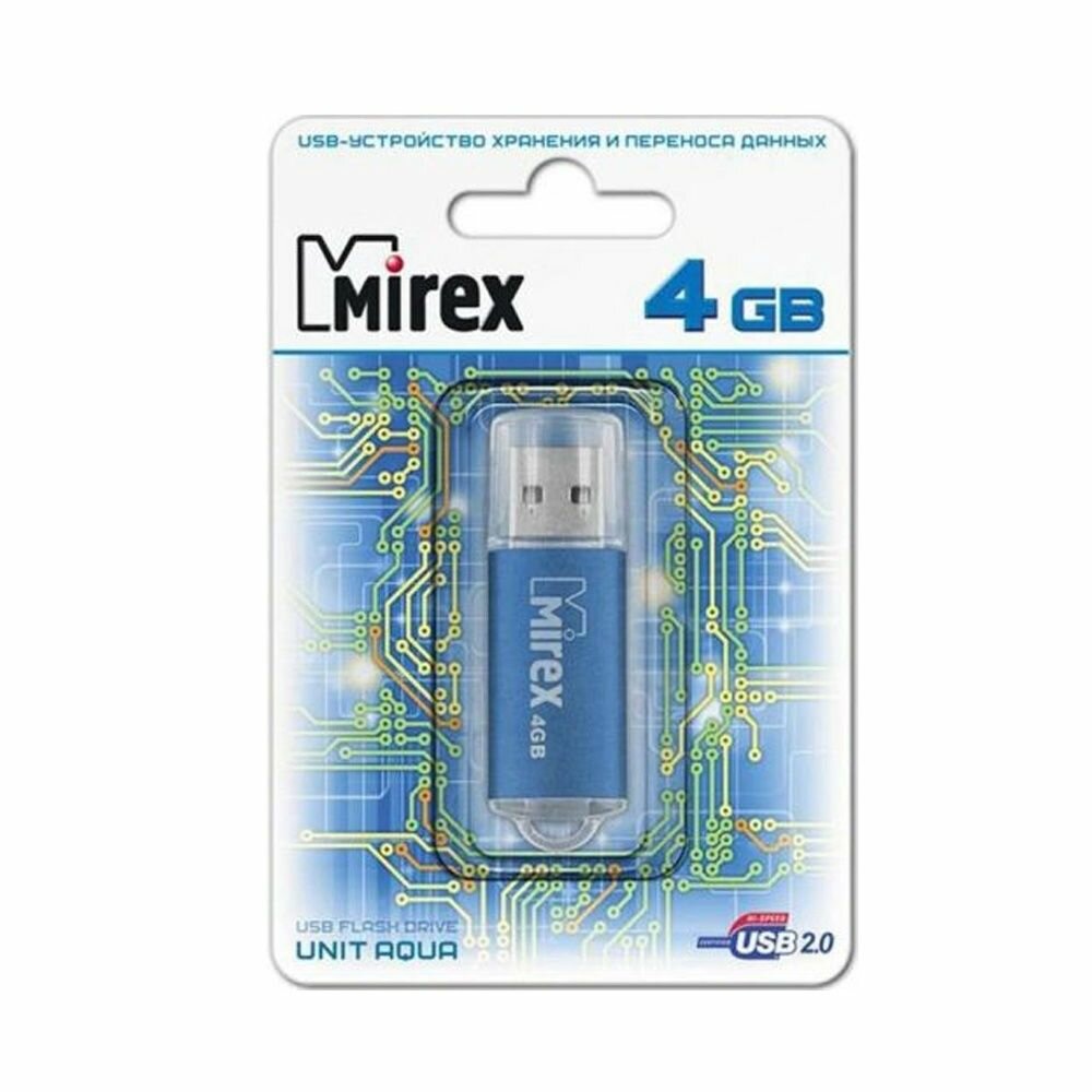 Флеш-память Mirex "Unit", Aqua, USB, 4 Гб (13600-FMUAQU04)