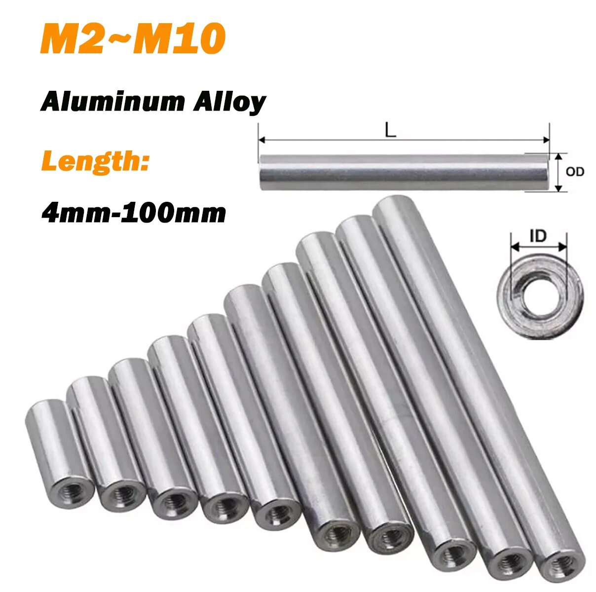 Алюминиевые длинные гайки M2/M3/M4/M5/M6/M8/M10 M8x16mm-1Pcs, 20mm