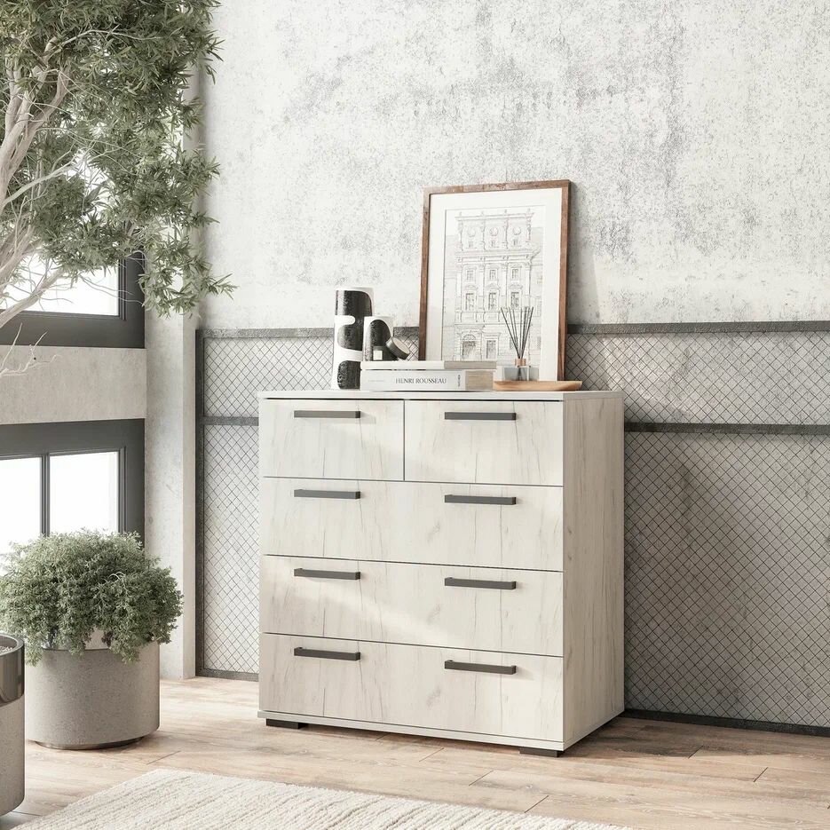 Комод BTS Стандарт-5, ЛДСП, минимализм, бежевый, с ящиками, 80x82,8x46 см