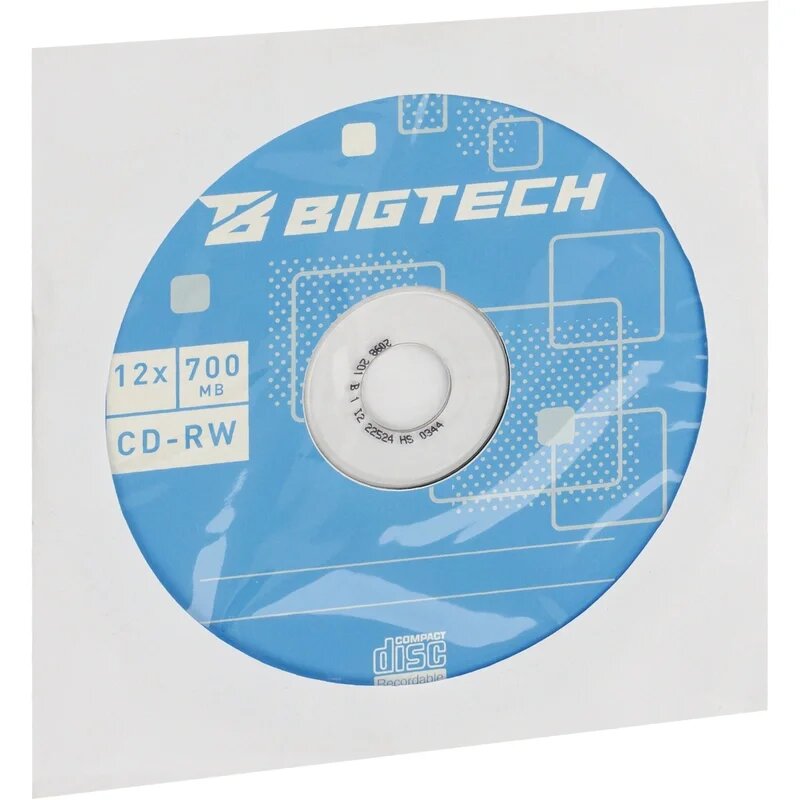 Диск CD-RW BigTech 700 МБ 12x конверт YCDRWB003, 1953096