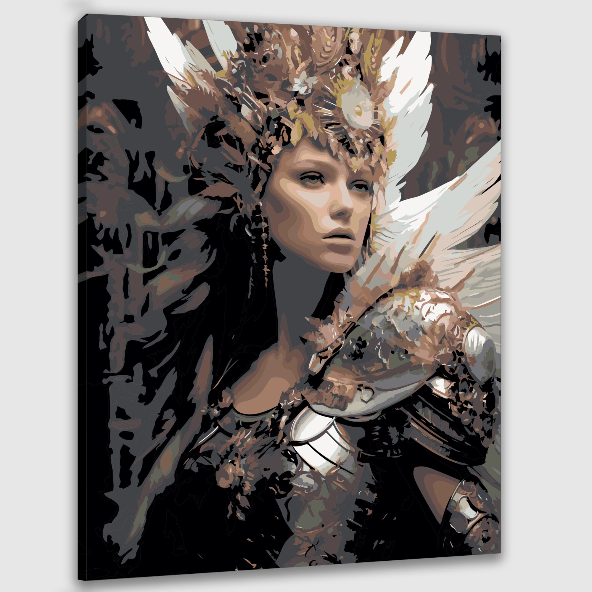 Картина по номерам 40x50 см, Королевская дива, воительница, мифическое царство, фэнтези, история, доспехи, узоры, замки