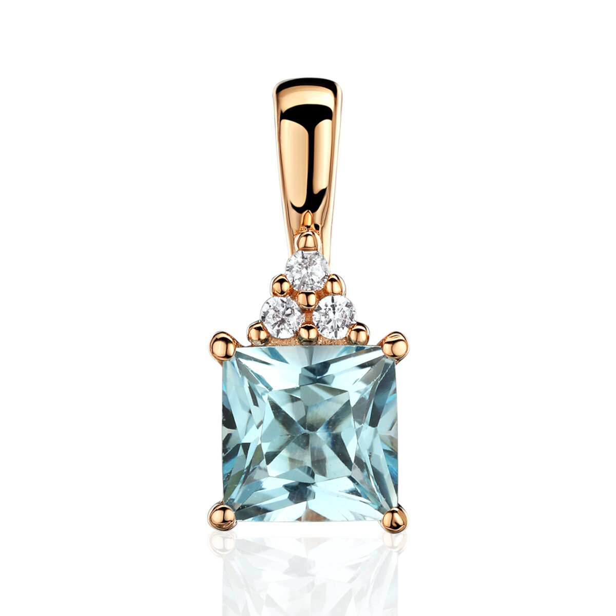 Подвеска, красное золото, 585 проба, фианит, топаз