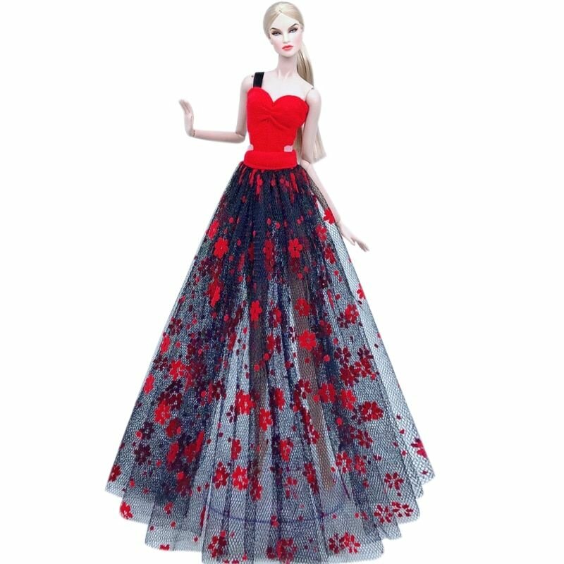 2шт/комплект красный купальник и цветочная юбка для куклы Барби