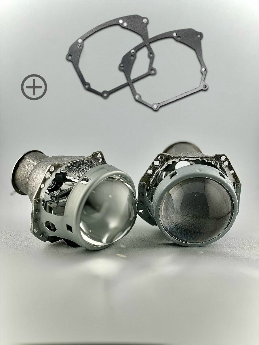 Би-галоген (лед/ксенон) линзы для Nissan Almera N16 Рестайлинг (2002 - 2006 г. в.) тип HELLA 3R цоколь H7/D2/D4 / ближнего и дальнего света в автомобильные фары / Би галогенные модули комплект 2шт