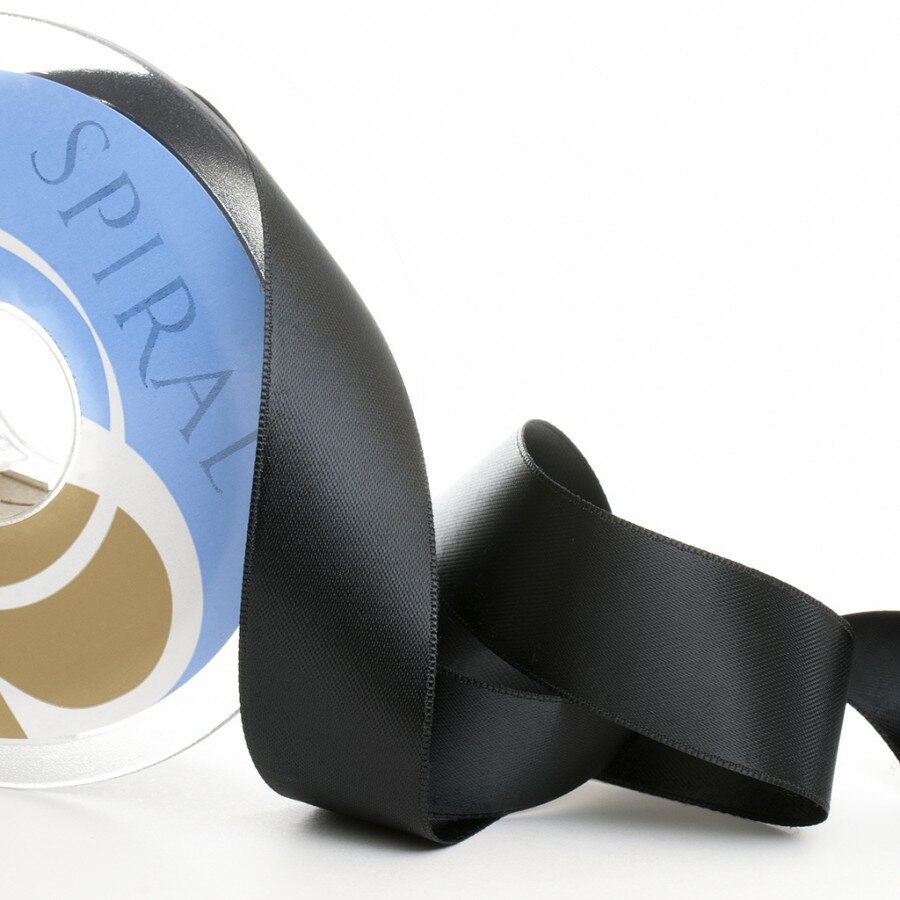 Лента атласная двусторонняя SAFISA, 3 мм, 100 м, цвет 01, черный